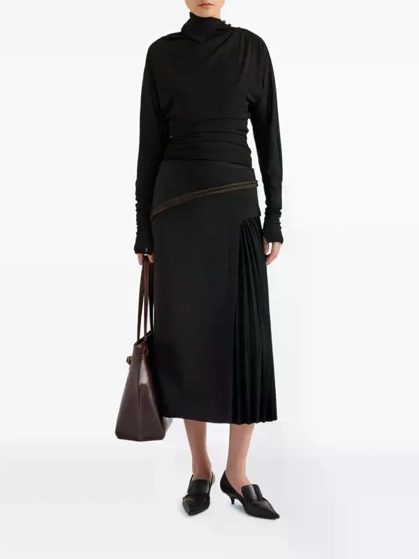 Proenza Schouler Justine Skirt In Bonded Wool Satin - Black