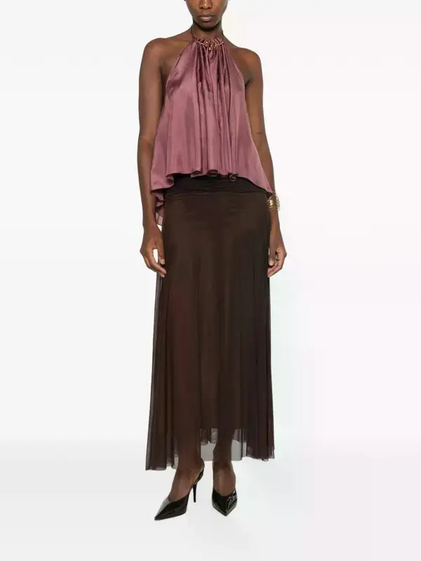 TWINSET Ruched-waist Mesh Skirt