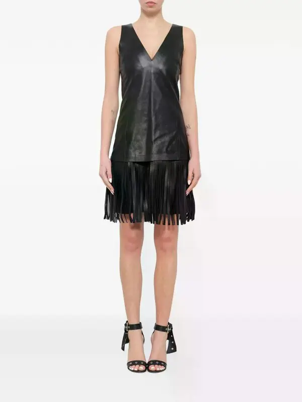 Neil Barrett Fringe-trim Leather Mini Dress