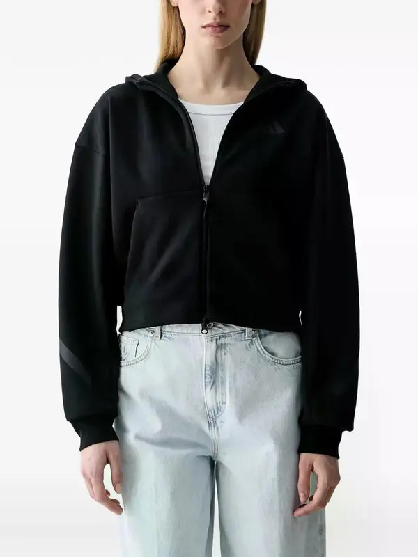Adidas Logo-print Zip-up Hoodie - Black