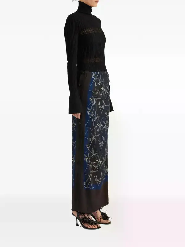 Proenza Schouler Anais Printed Stretch Cady Skirt - Blue