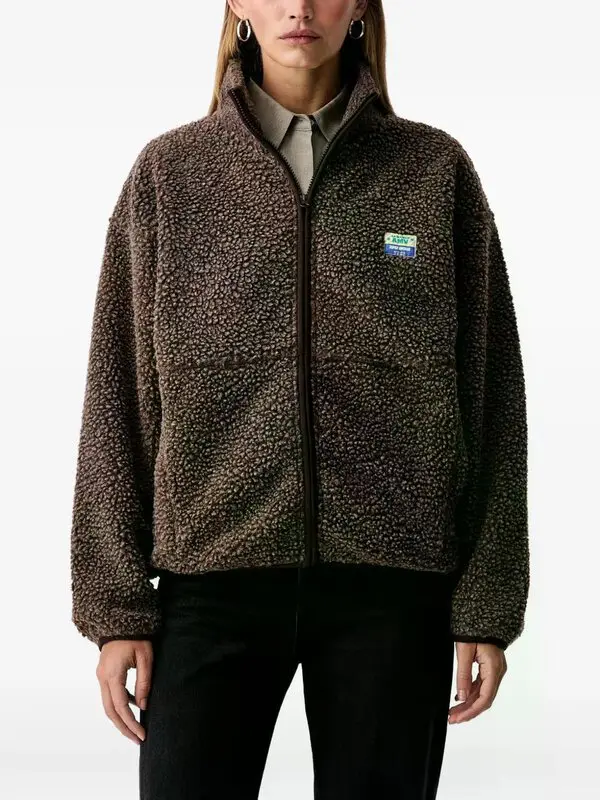 American Vintage Hoktown Fleece-texture Zip-up Jacket - Brown