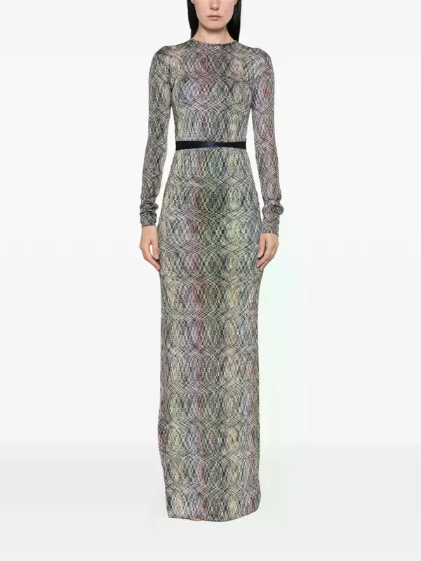 Missoni Zigzag Knit Open-back Maxi Dress