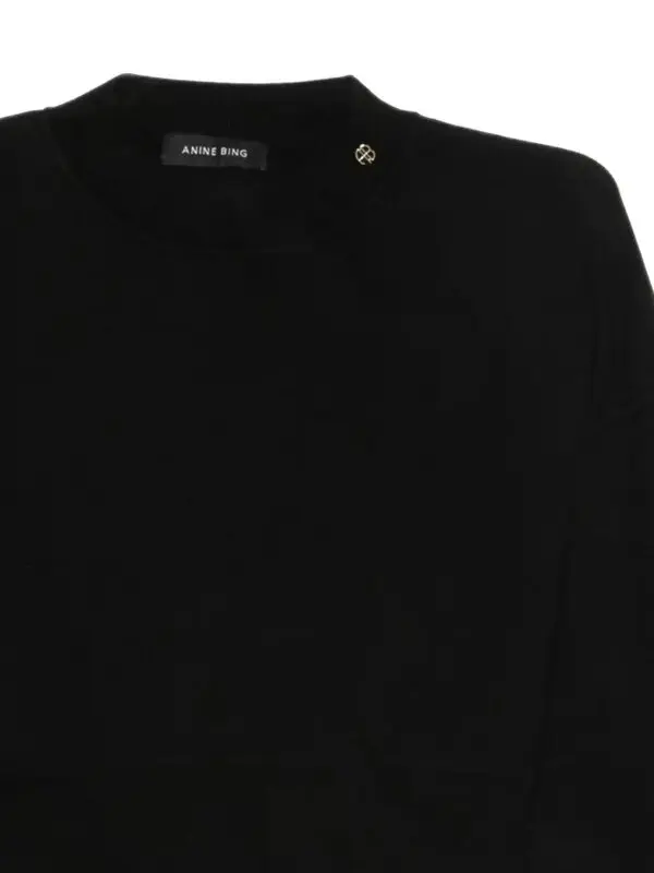 ANINE BING Logo Plaque Fine Knit Sweater