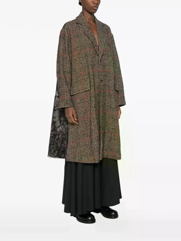 QUETSCHE Check-pattern Lace-panel Coat