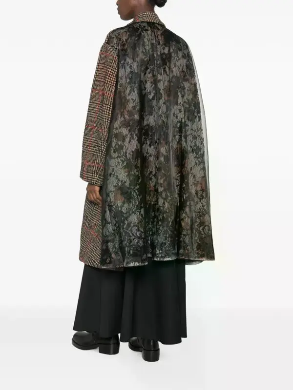 QUETSCHE Check-pattern Lace-panel Coat
