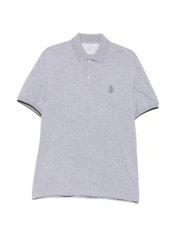 Brunello Cucinelli Logo-embroidered Piqué Polo Shirt - Grey