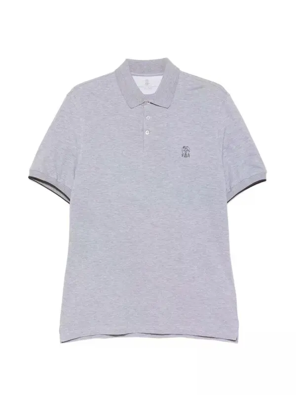 Brunello Cucinelli Logo-embroidered Piqué Polo Shirt - Grey