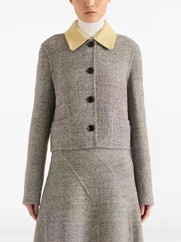 Proenza Schouler Gaelle Jacket In Double Face Melange Outerwear - Grey