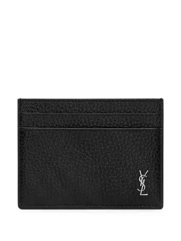 Saint Laurent Tiny Cassandre Grained Leather Cardholder - Black