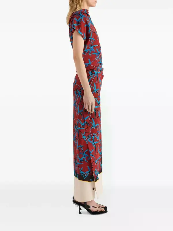 Proenza Schouler Anais Dress In Printed Stretch Cady - Red