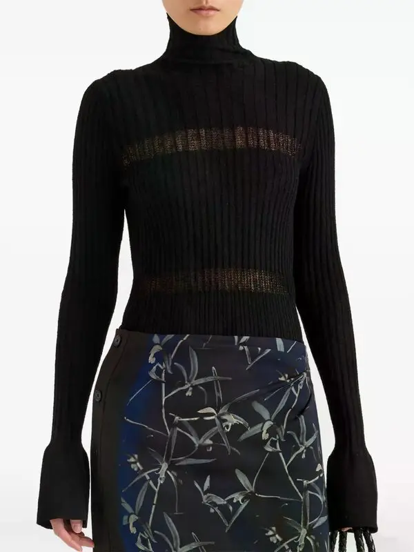 Proenza Schouler Rosario Textured Merino Wool Turtleneck - Black