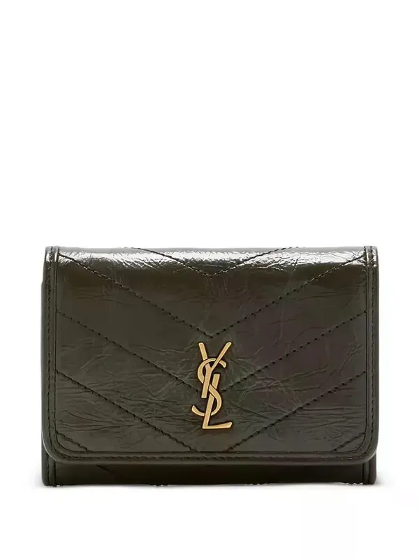 Saint Laurent Niki Slim Tri-fold Quilted Wallet - Green