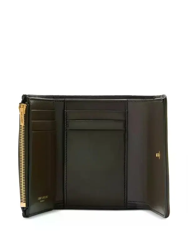 Saint Laurent Niki Slim Tri-fold Quilted Wallet - Green