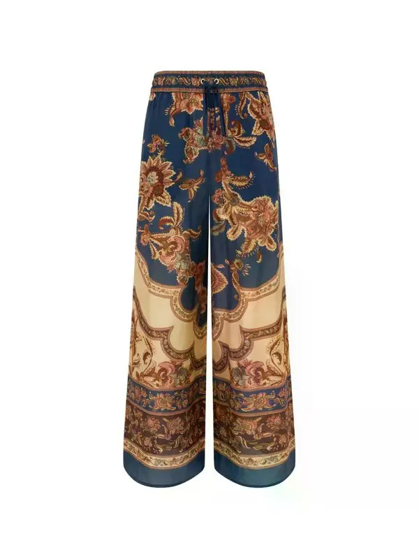Zimmermann Aster Floral-print Trousers - Blue