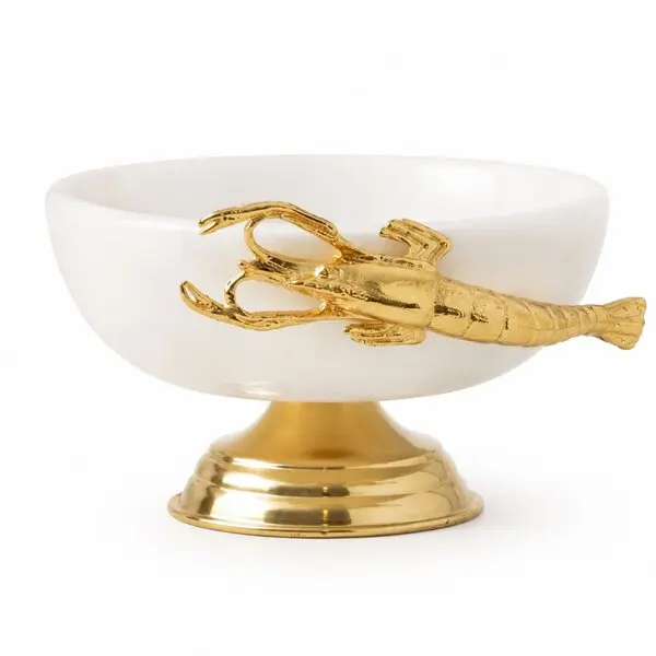 BELS & PEARL Handcrafted Decorative Bowl With Brass Crayfish Detail
