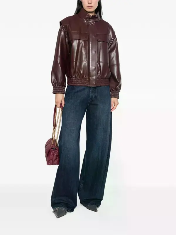 TWINSET High-neck Leather Jacket - Red