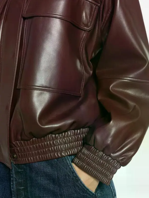 TWINSET High-neck Leather Jacket