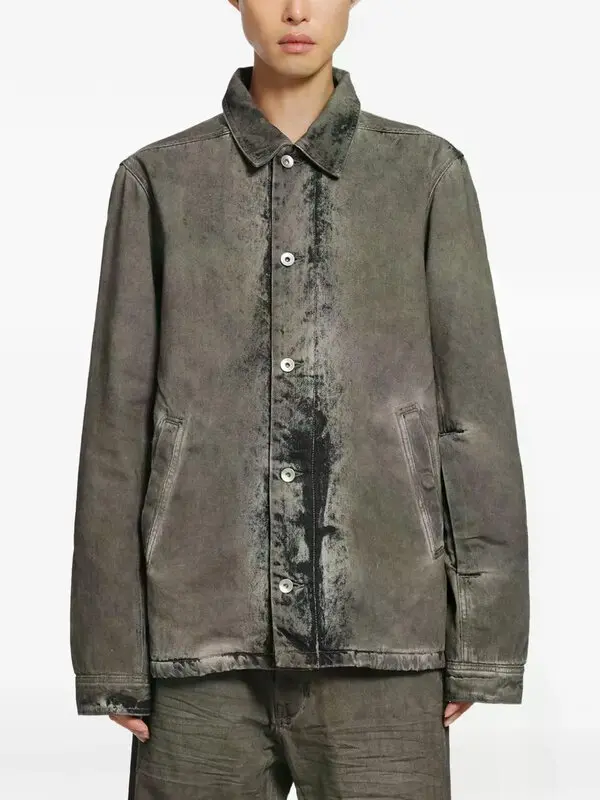 Rick Owens Brad Washed Denim Jacket - Grey