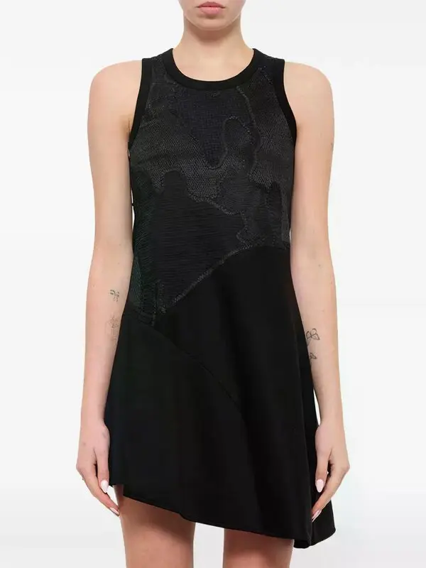 Neil Barrett Asymmetric Jacquard-panel Mini Dress