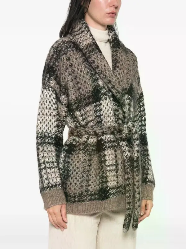 Brunello Cucinelli Sequin-embellished Checked Cardigan
