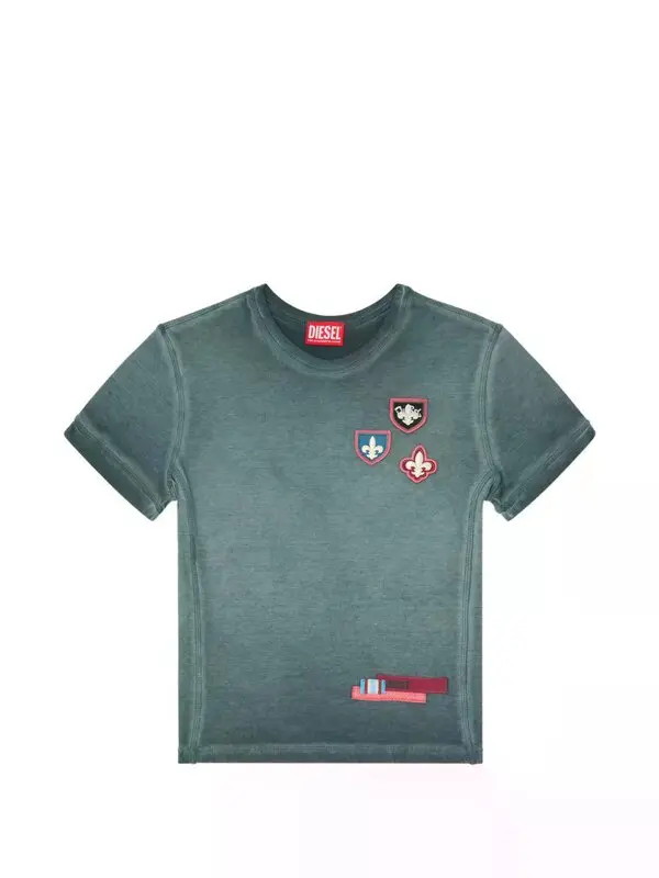 DIESEL® T-shirt With Patches And Microwaffle Sides