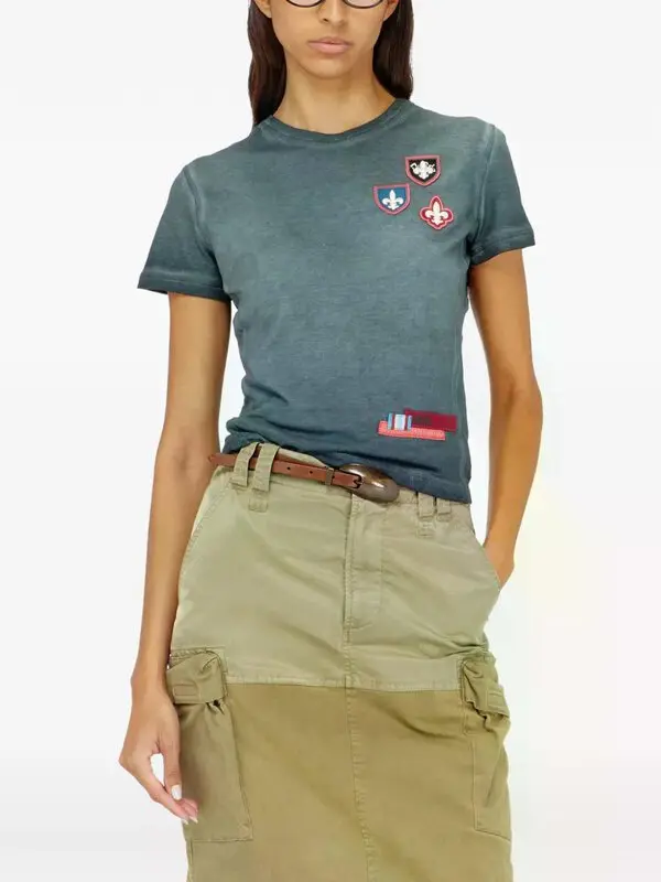 DIESEL® T-shirt With Patches And Microwaffle Sides