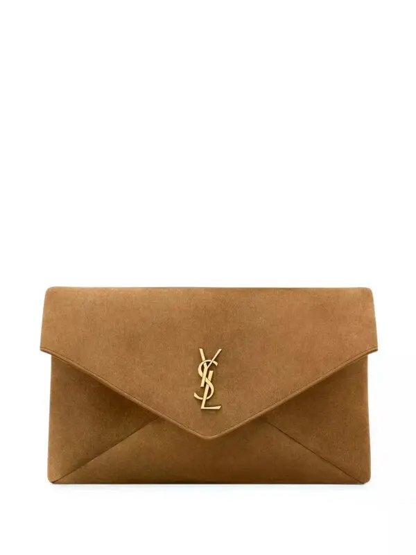 Saint Laurent Large Cassandre Envelope Clutch Bag - Brown