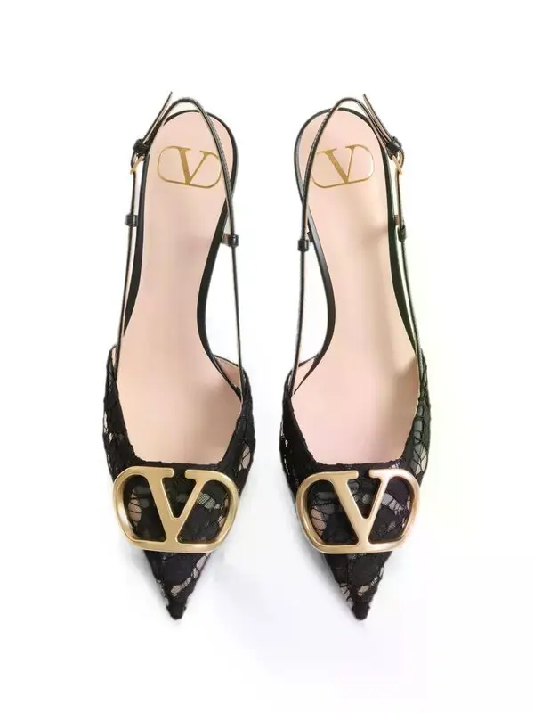 Valentino Garavani Vlogo Signature Lace Slingback Pumps