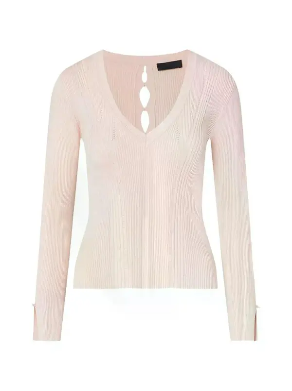 Liu Jo V-neck Ribbed Jumper With Back Cut-out Detail - Neutrals