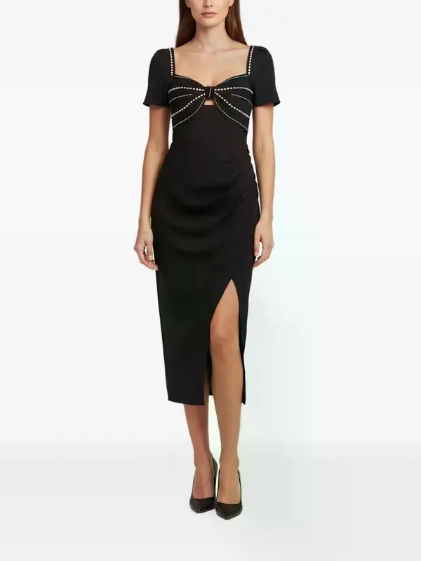 SELF-PORTRAIT Crepe Midi Dress With Diamante Detailing - Black