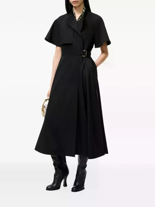 Burberry Wool Twill Wrap Dress With B Buckle Belt