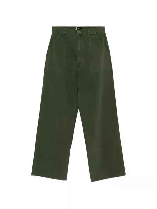 ANINE BING Cotton Canvas Patch Pocket Trousers - Green