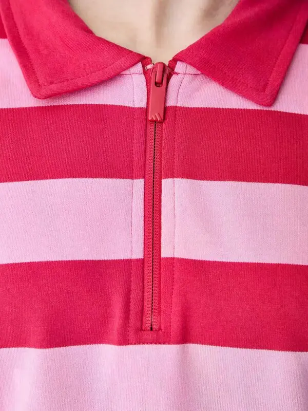 Adidas Striped Quarter-zip Polo Shirt