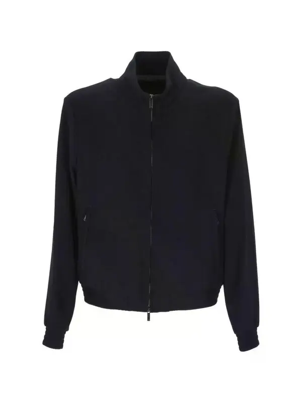 Emporio Armani Zip-up Ribbed-trim Jacket - Blue