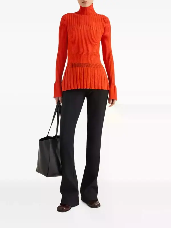Proenza Schouler Rosario Textured Merino Wool Top - Orange