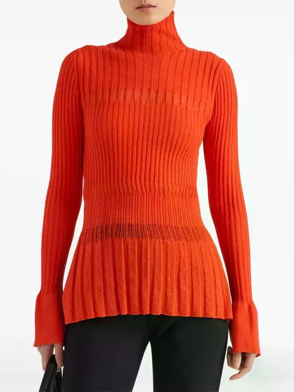 Proenza Schouler Rosario Textured Merino Wool Top - Orange