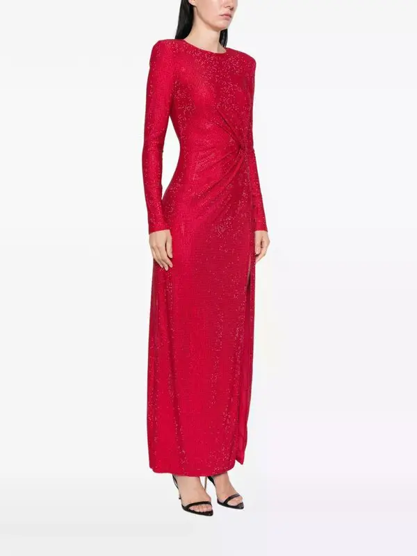 TWENTY FOURHAITCH Crystal-embellished Twisted-detail Maxi Dress - Red