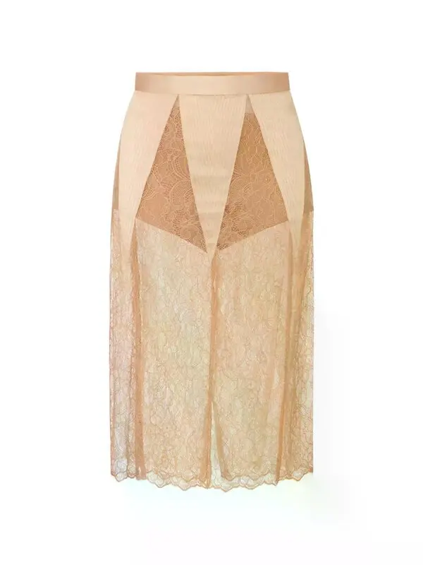 Elisabetta Franchi Skirt In Floral Lace - Neutrals