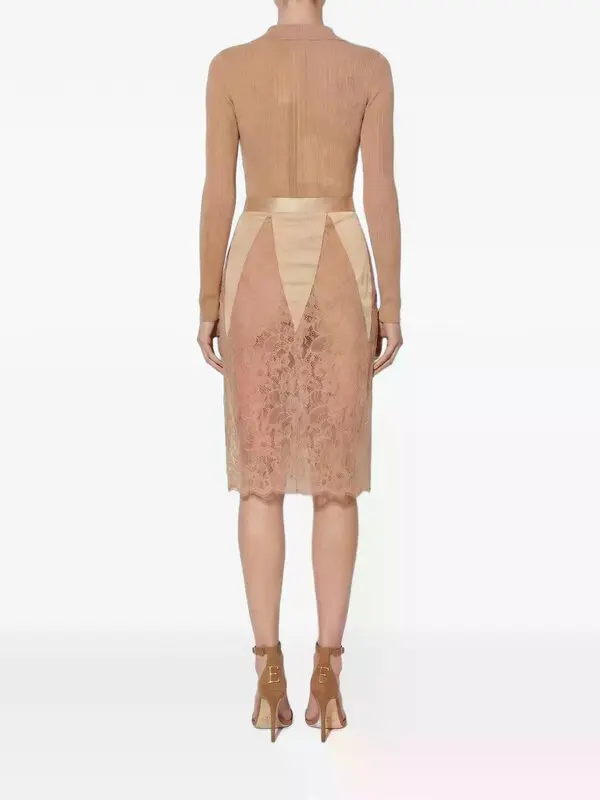 Elisabetta Franchi Floral Lace Calf-length Skirt - Neutrals