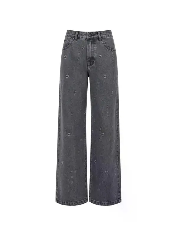 Federica Tosi Distressed Wide-leg Jeans - Grey