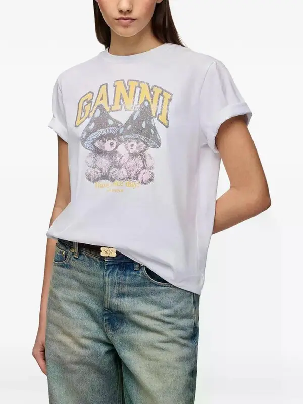 GANNI Graphic Print Organic Cotton T-shirt