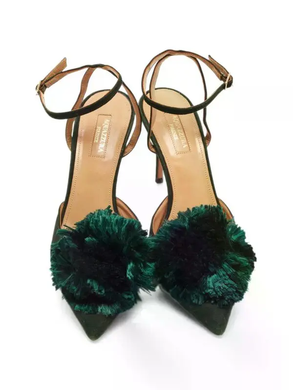 AQUAZZURA Pom Pom Ankle Strap Pumps