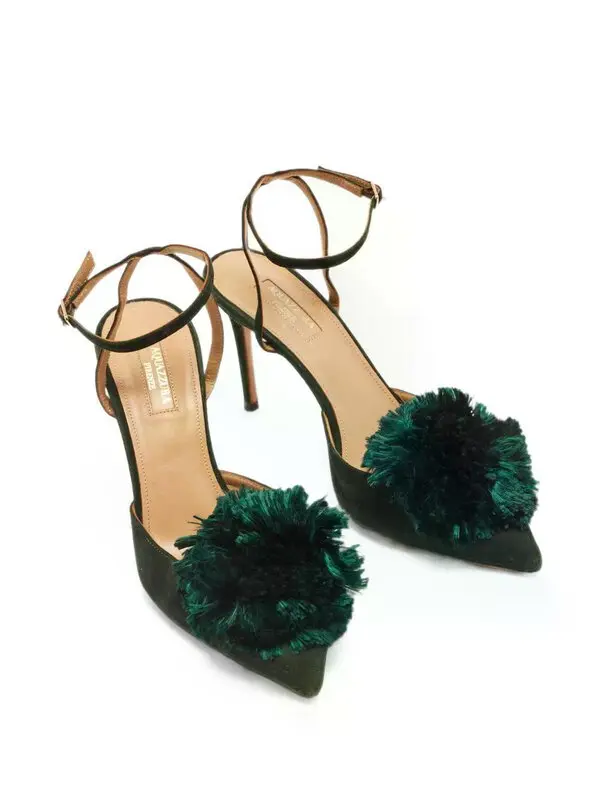 AQUAZZURA Pom Pom Ankle Strap Pumps