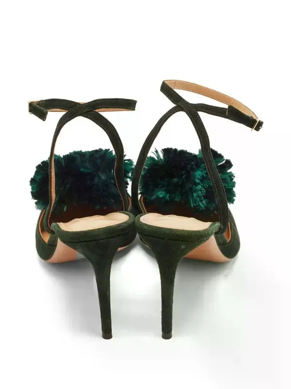 AQUAZZURA Pom Pom Ankle Strap Pumps