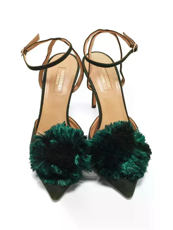 AQUAZZURA Pom Pom Ankle Strap Pumps