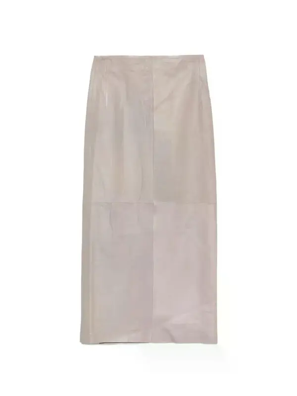 ALYSI Side-slit Leather Skirt - Grey