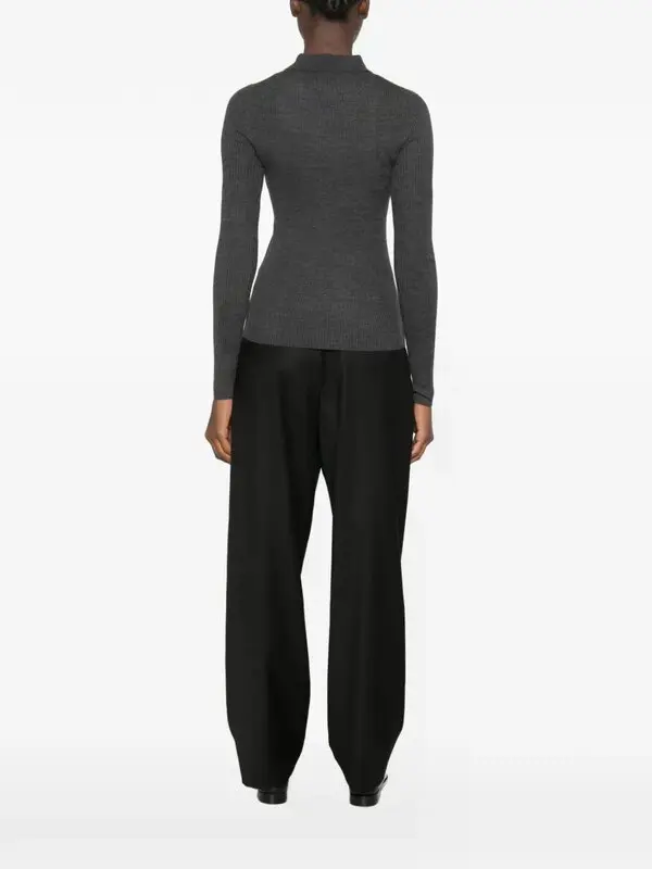 JCSOPHIE Ribbed Knit Polo Sweater