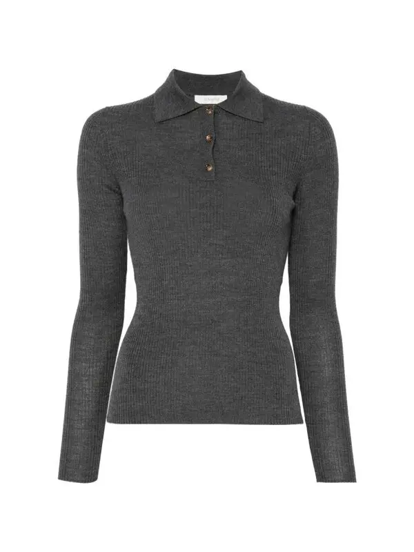 JCSOPHIE Ribbed Knit Polo Sweater