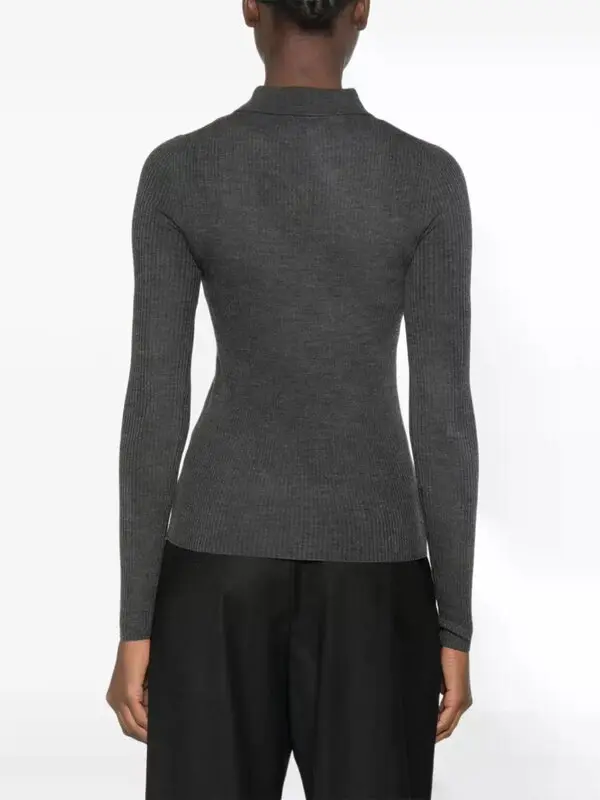 JCSOPHIE Ribbed Knit Polo Sweater